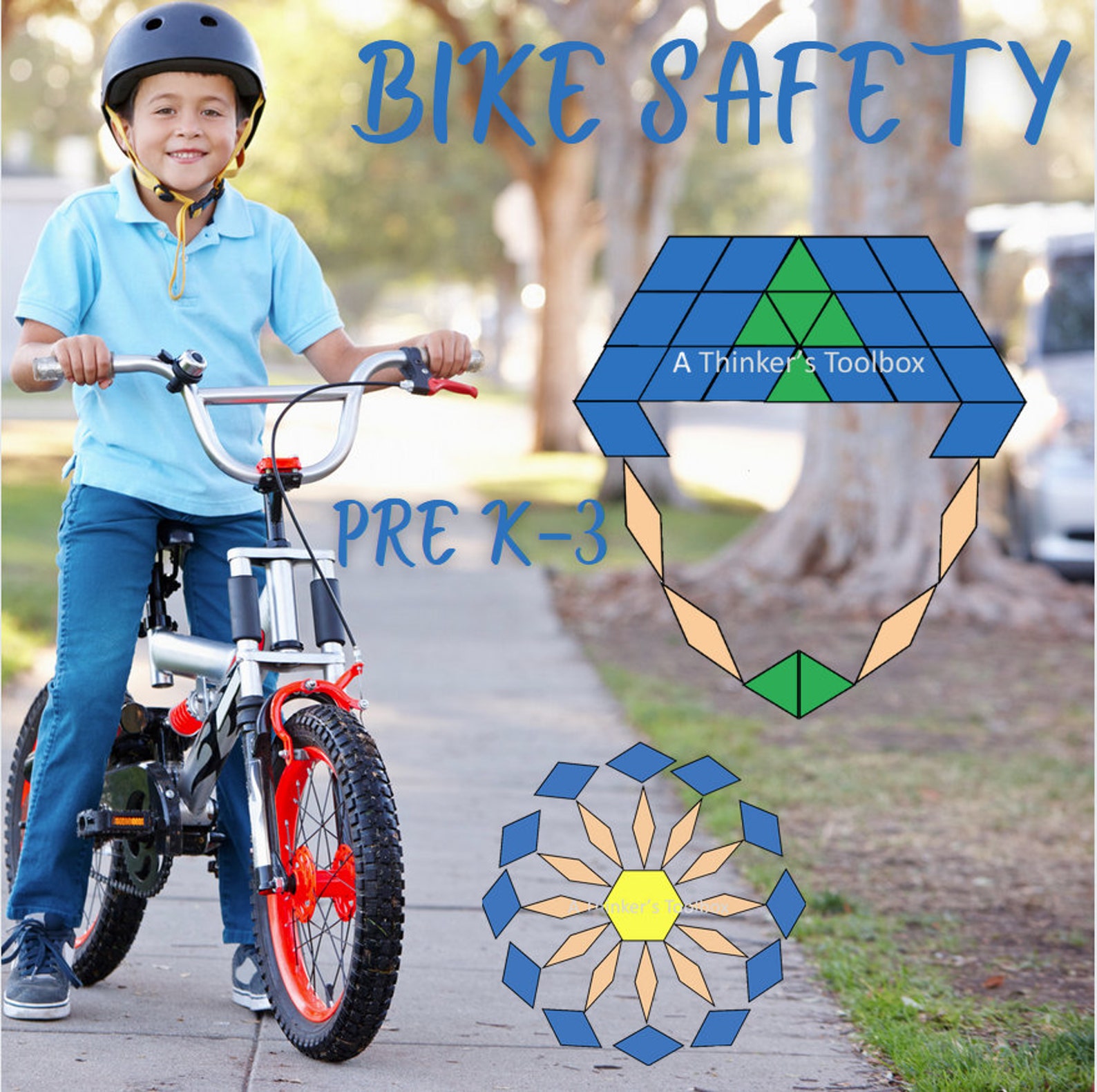 Bike Safety Pattern Block Mat Printables & Worksheets - Etsy