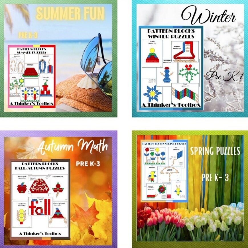 Seasonal Pattern Block Mat Printables & Worksheets BUNDLE - Etsy