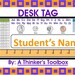 Desk Tag Plates Gr 2-3 Classroom Decor (you Type Your Student's Name ...