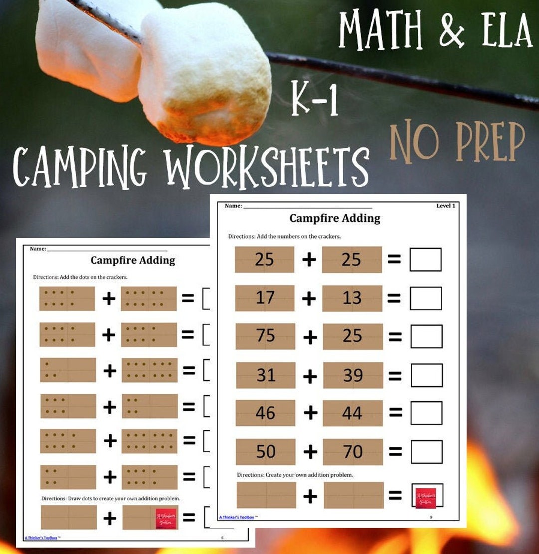 Camping Printable Worksheets | Grades K-1 - Etsy