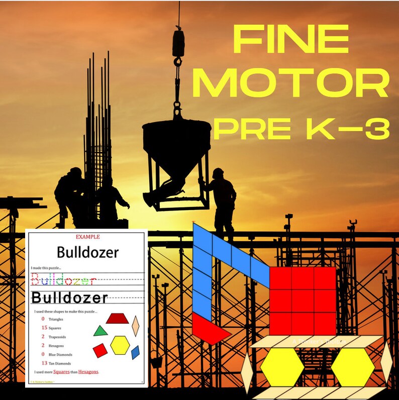 Construction Pattern Block Mat Printables & Worksheets - Etsy