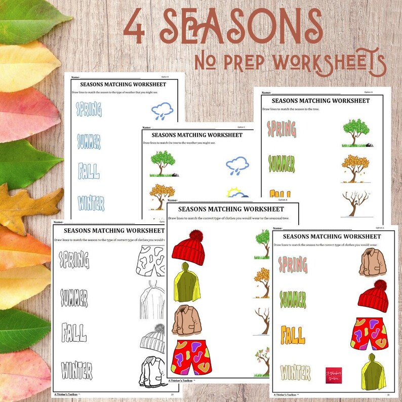4 Seasons Activity Worksheets & Classroom Decor - Etsy