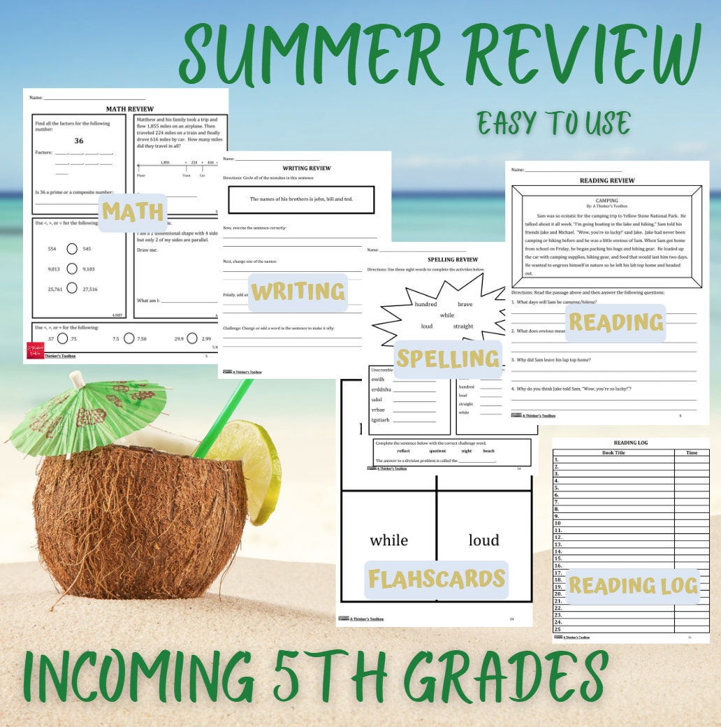 Easy-to-use Printable Worksheets - Incoming 5th Graders - Etsy