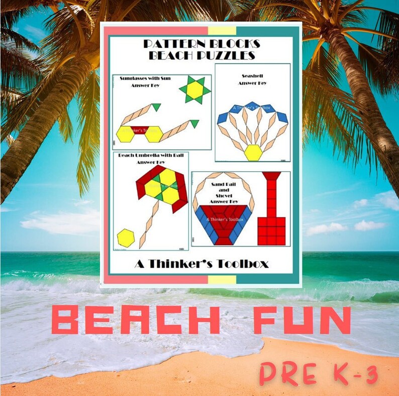 Beach Pattern Block Mat Printables & Worksheets - Etsy