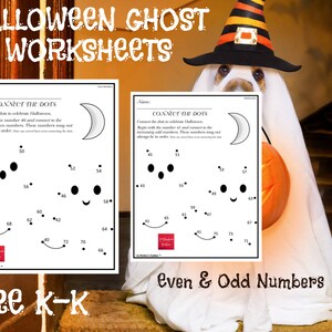Halloween Counting Numbers Worksheets - Connect the Dots Ghosts - Etsy