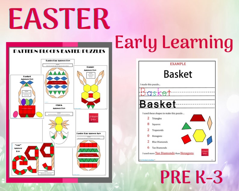 Easter Pattern Block Mat Printables & Worksheets - Etsy