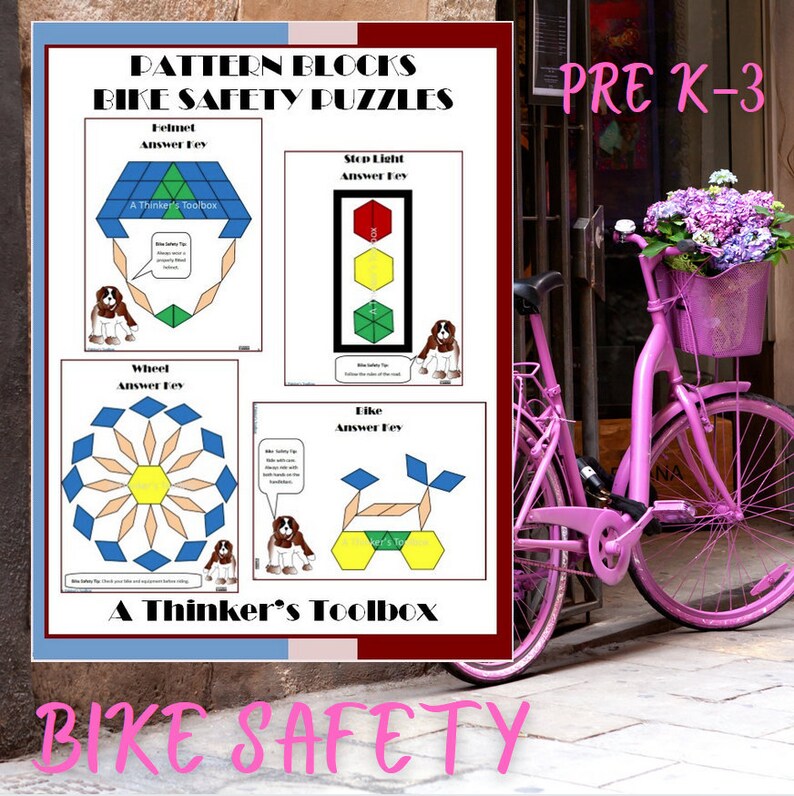 Bike Safety Pattern Block Mat Printables & Worksheets - Etsy