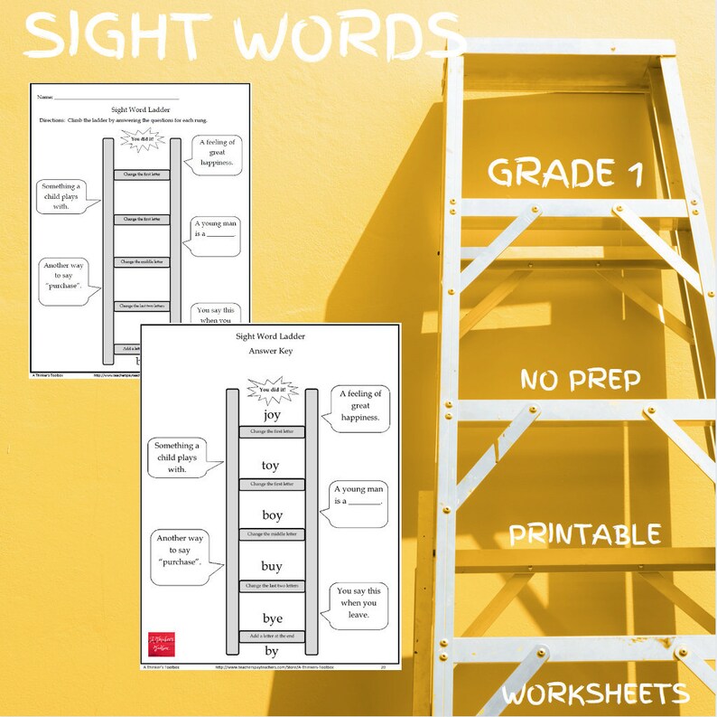 75 Words in ALL 15 Printable Sight Word Ladder Worksheets - Etsy