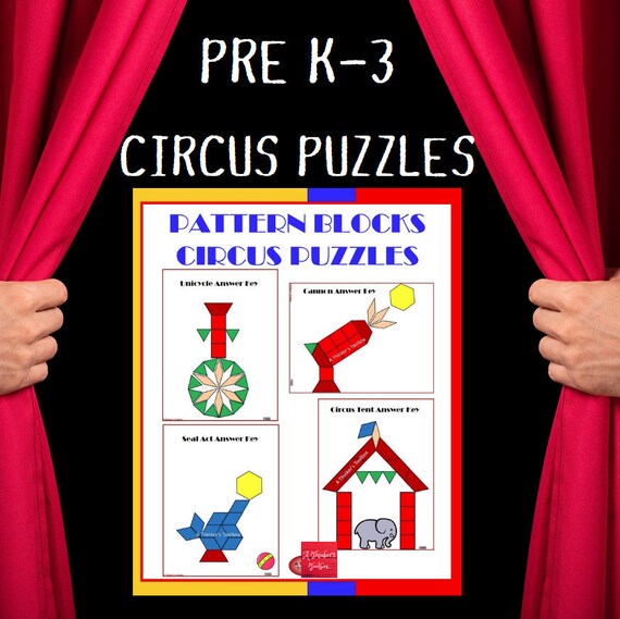 Circus Pattern Block Mat Printables & Worksheets - Etsy