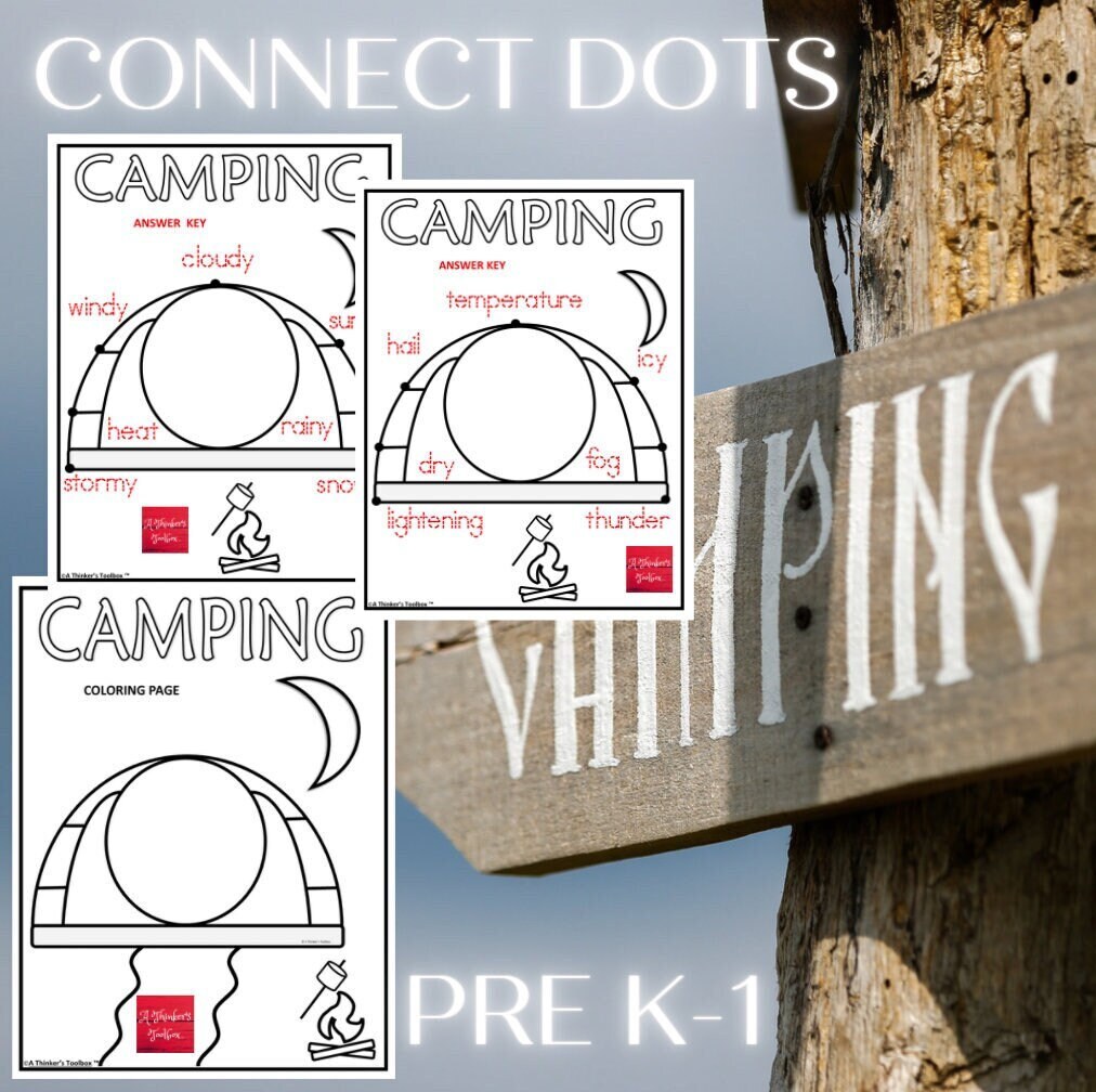 Camping Worksheets (weather Words) - Connect the Dots - Etsy