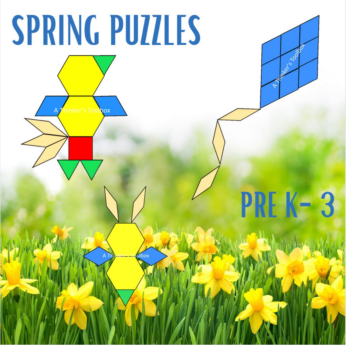 Spring Season Pattern Block Mat Printables & Worksheets - Etsy