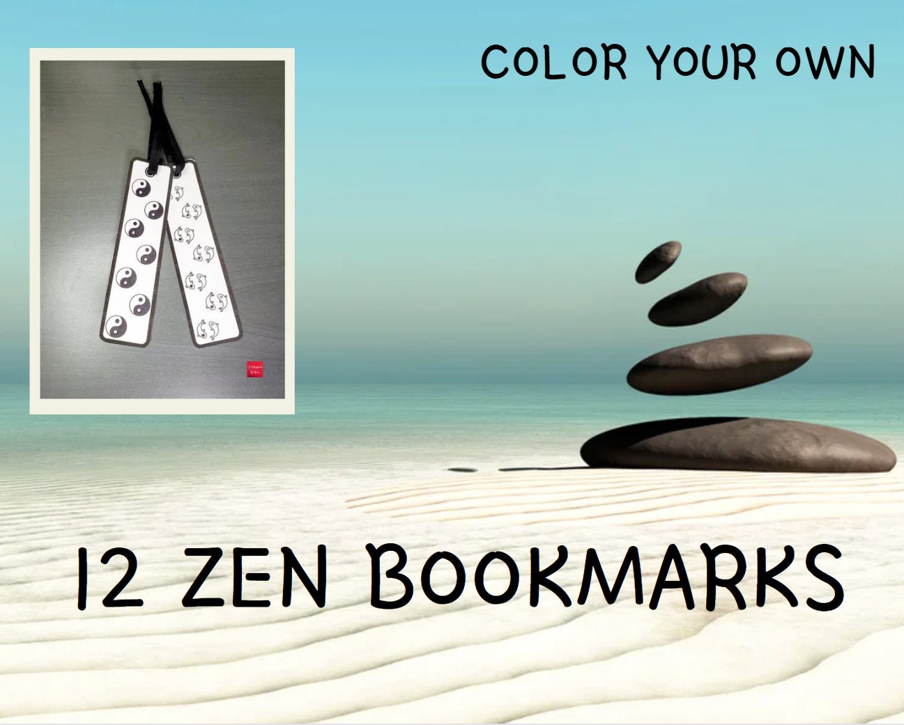 12 Color Your Own Bookmarks | Zen - Etsy