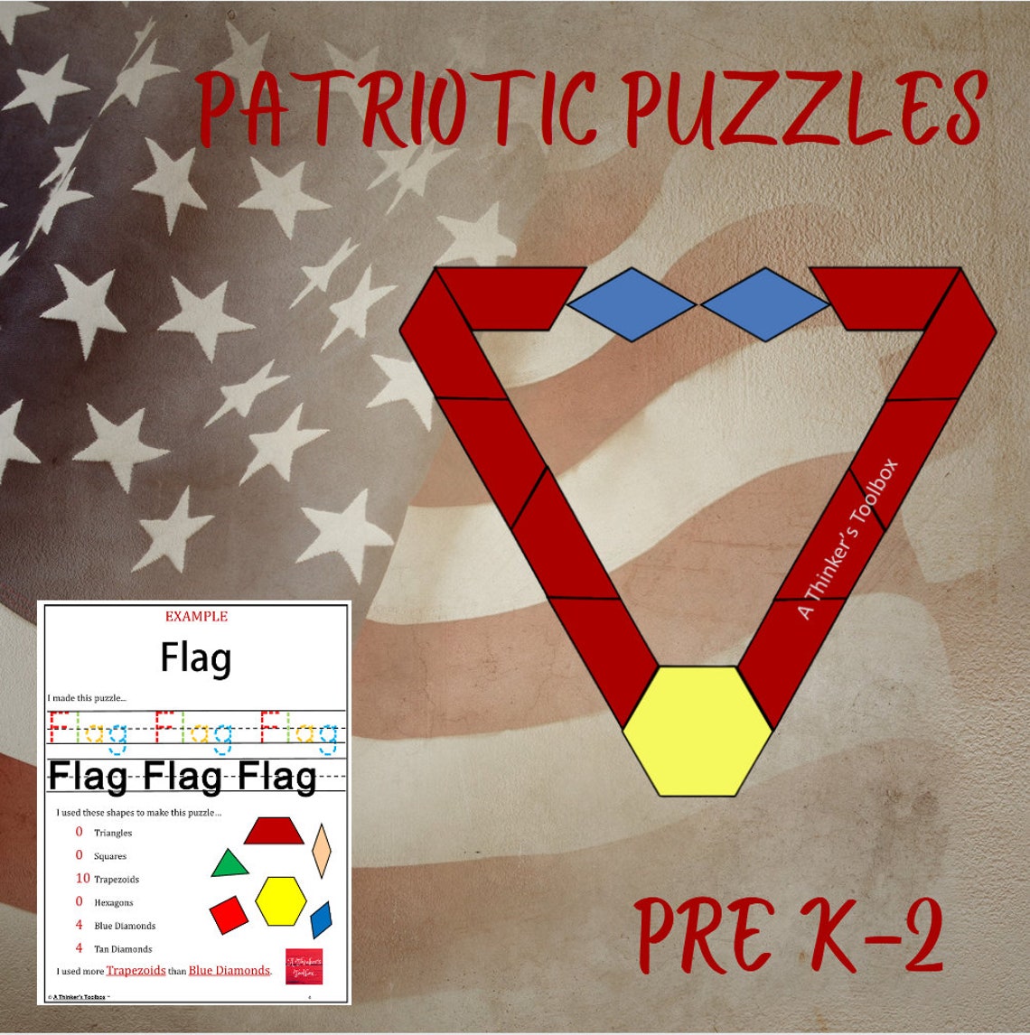 Patriotic Pattern Block Mat Printables & Worksheets - Etsy