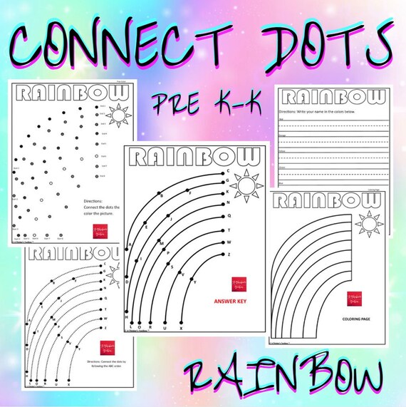Rainbow Worksheets Connect the Dots - Etsy