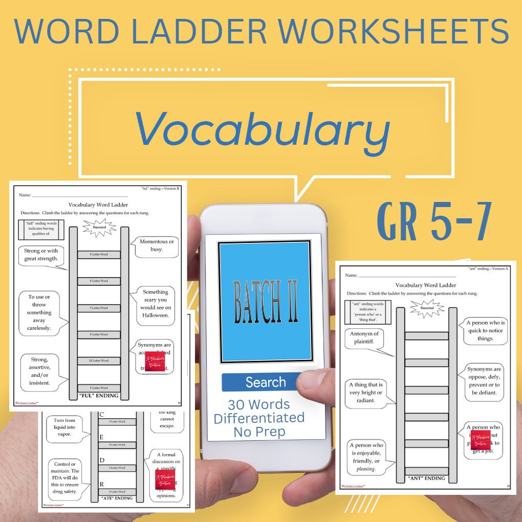 Vocabulary Word Ladders Upper Elementary | No Prep - Etsy