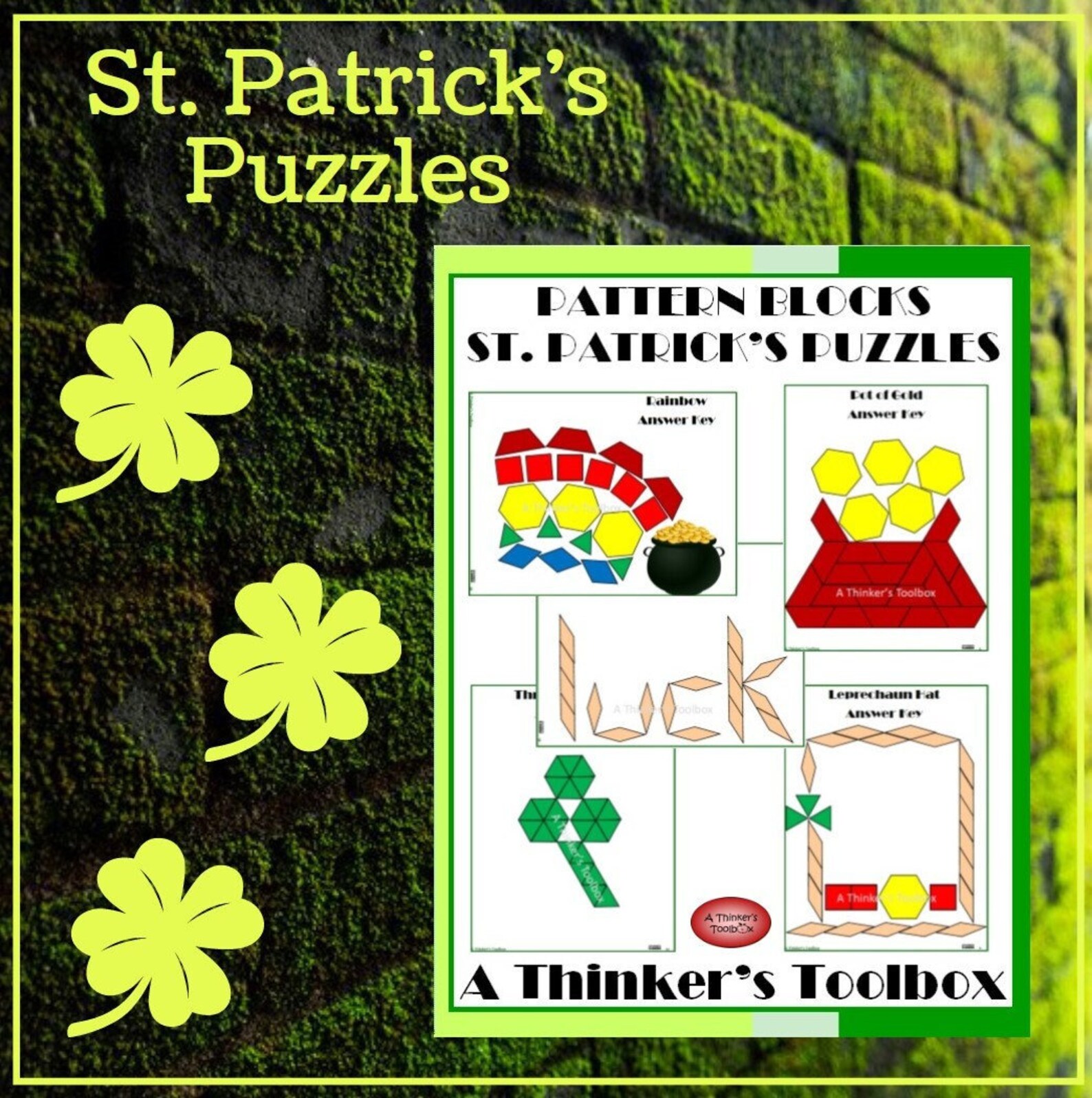 St. Patrick's Day Pattern Block Interactive Puzzles & - Etsy
