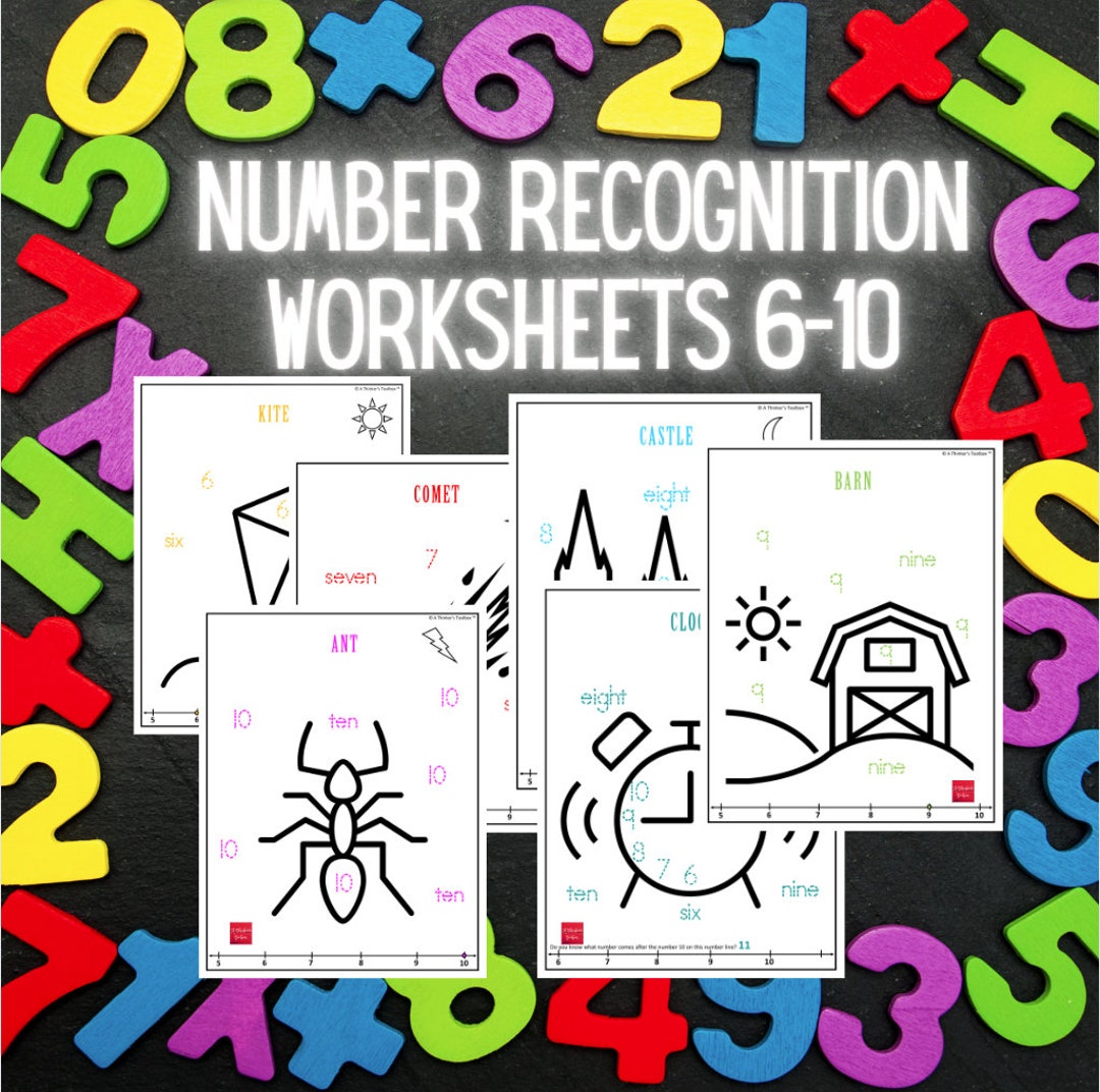 Number Recognition Worksheets 6-10 - Etsy