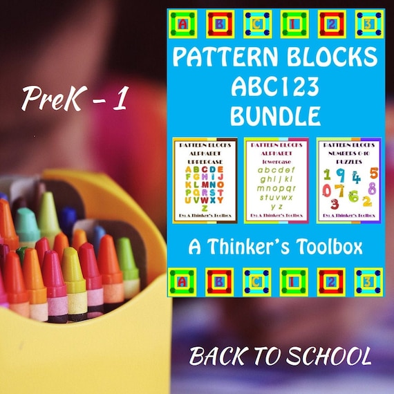 ABC123 Pattern Block Mat Printables & Worksheets BUNDLE - Etsy