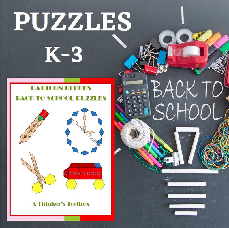 Back to School Pattern Block Mat Printables & Worksheets BUNDLE - Etsy