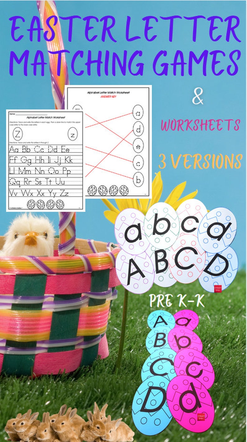 Easter Letter Matching Games & Printable Worksheets - Etsy
