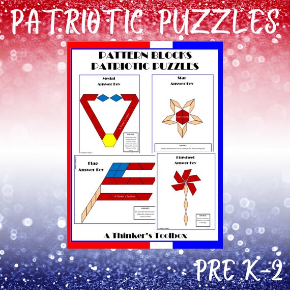 Patriotic Pattern Block Mat Printables & Worksheets - Etsy
