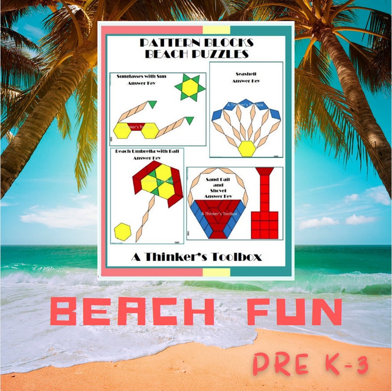 Beach Pattern Block Mat Printables & Worksheets - Etsy