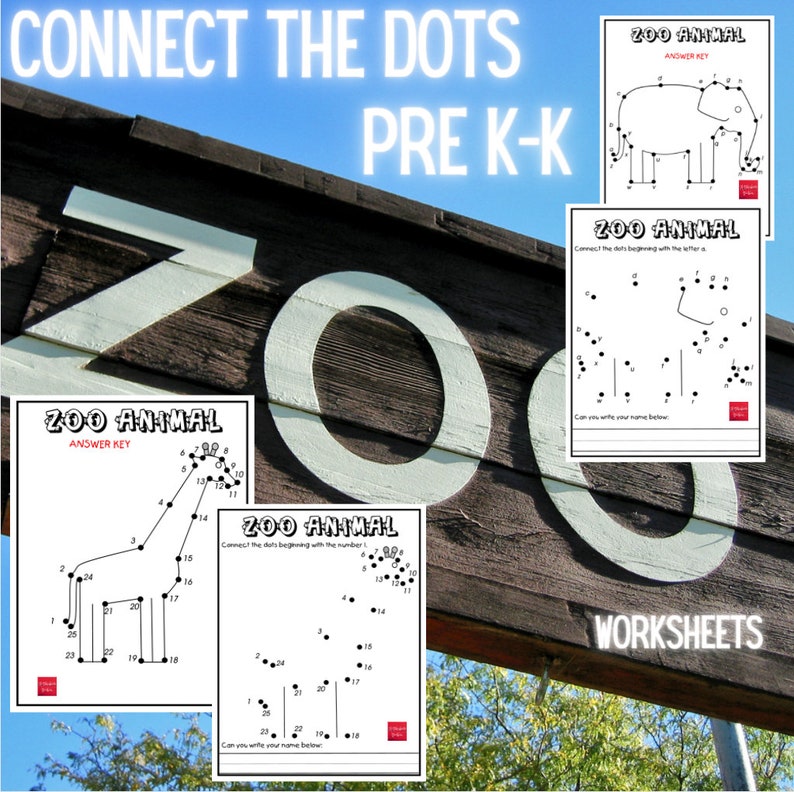 Zoo Animals ELA & Math Worksheets Connect the Dots - Etsy