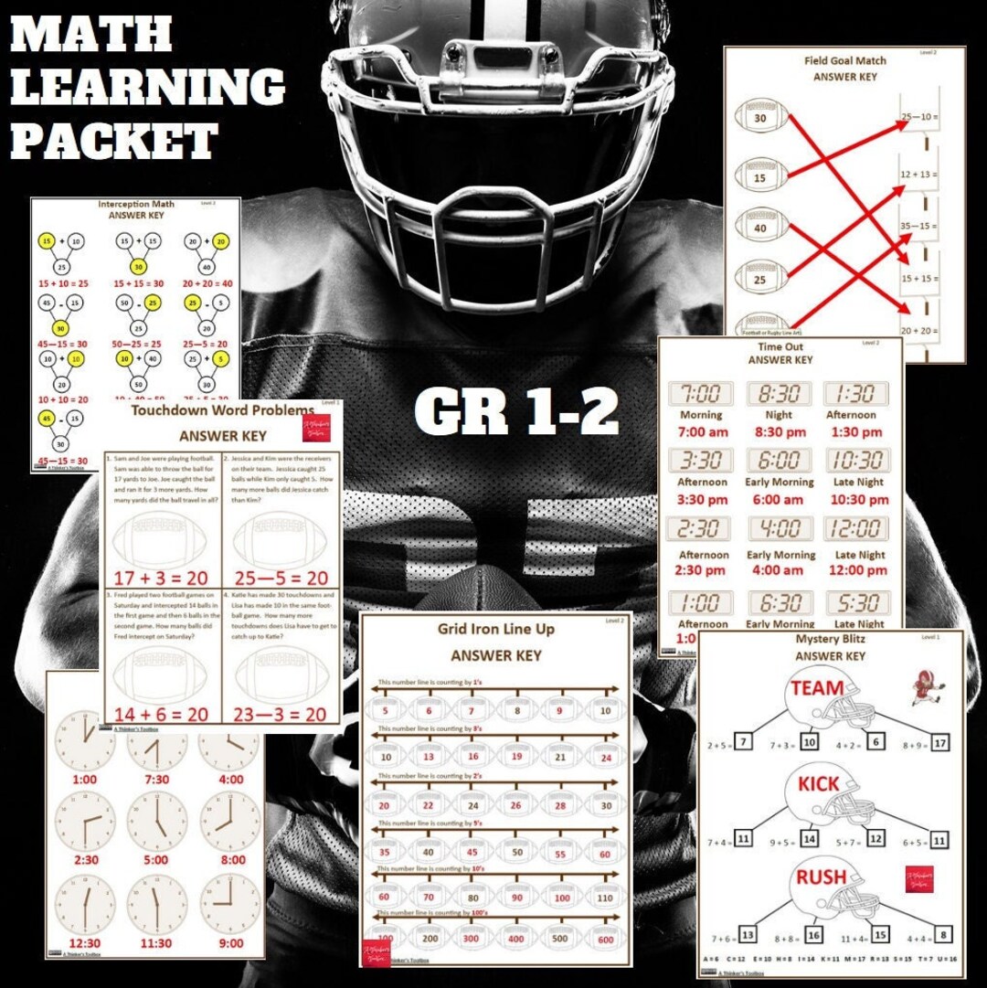 Super Football Math Worksheets | NO PREP - Etsy