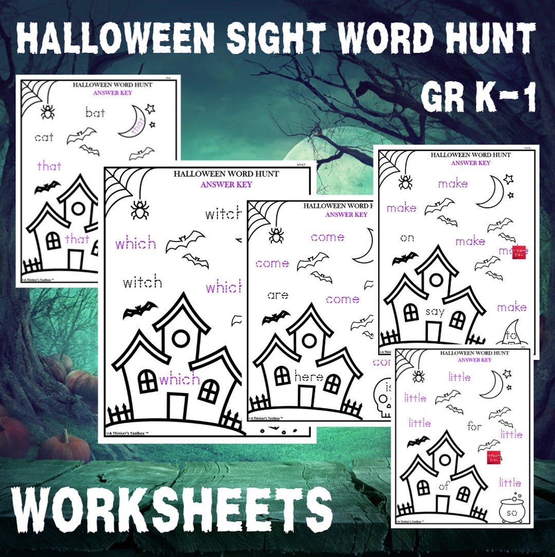 Halloween Sight Word Hunt Printable Worksheets K-1 - Etsy