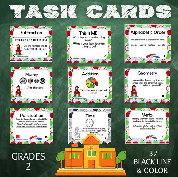 Review Task Cards Grade 2 back to School - Etsy