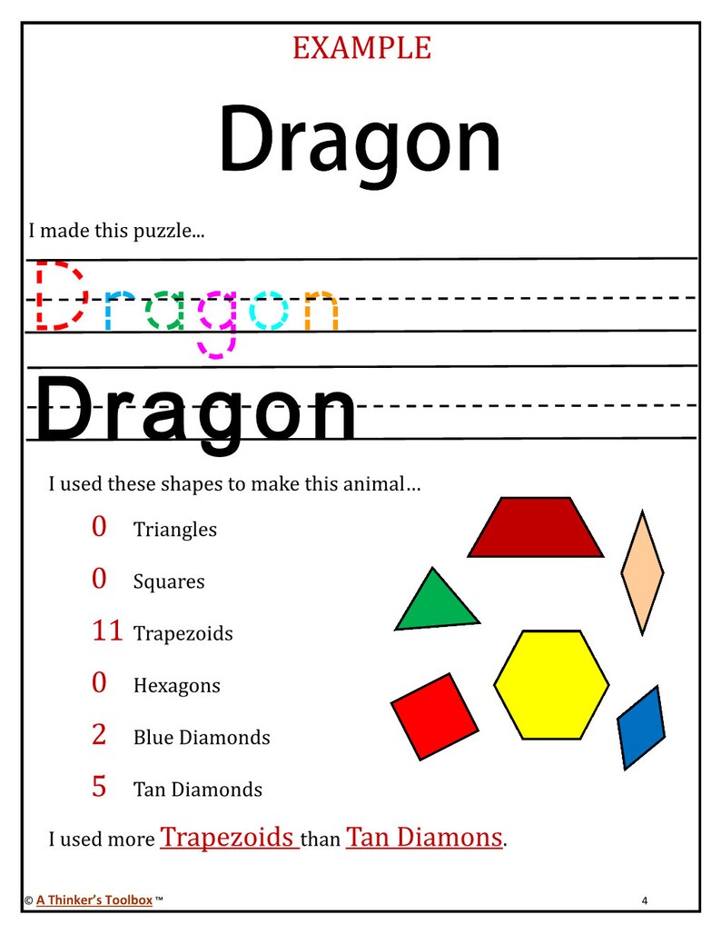 Chinese New Year Pattern Block Mat Printables & Worksheets - Etsy