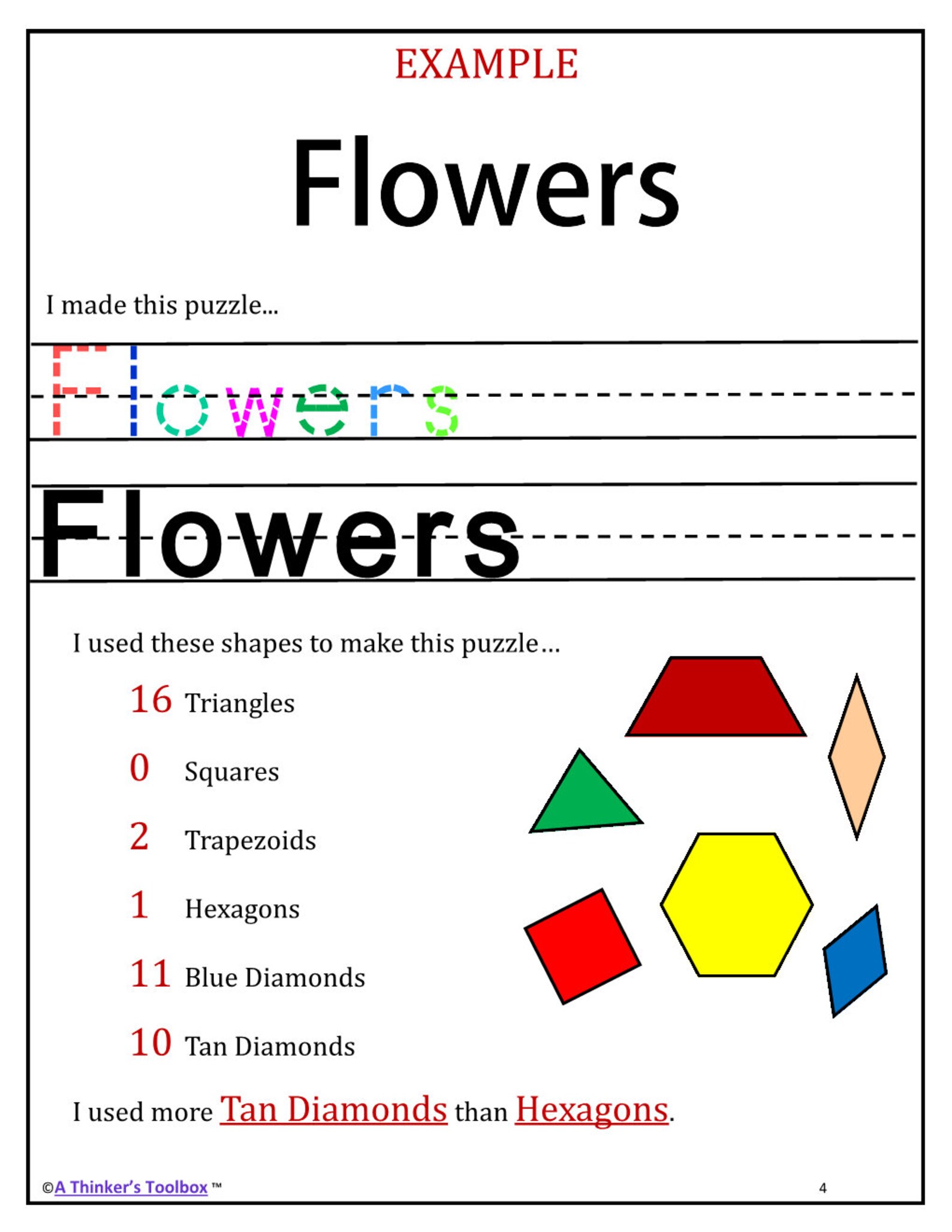 Spring Season Pattern Block Mat Printables & Worksheets - Etsy
