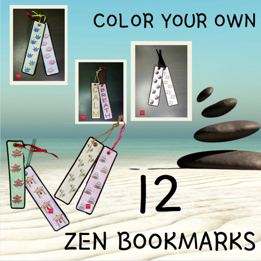 12 Color Your Own Bookmarks | Zen - Etsy