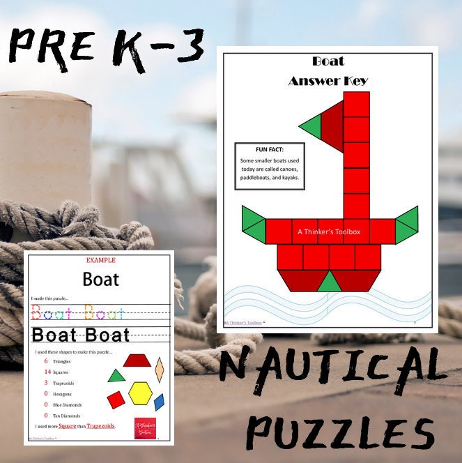 Nautical Pattern Block Mat Printables & Worksheets - Etsy