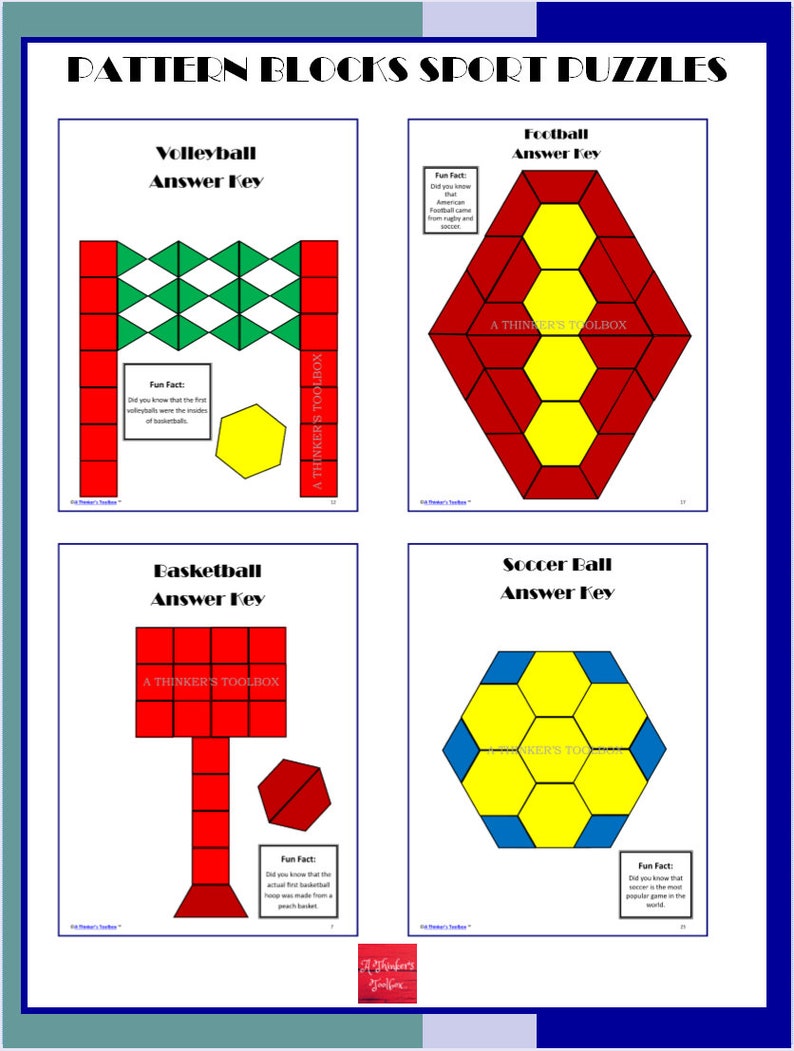 Pattern Blocks Mat Printables & Worksheets BUNDLE - Etsy