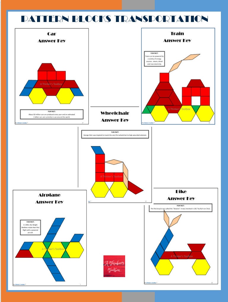 Pattern Blocks Mat Printables & Worksheets BUNDLE - Etsy