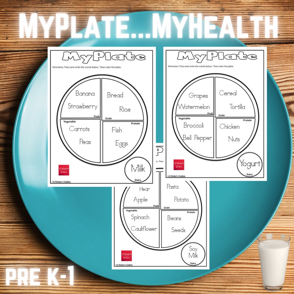 Myplate...myhealth No Prep Worksheets | Pre K-K - Etsy