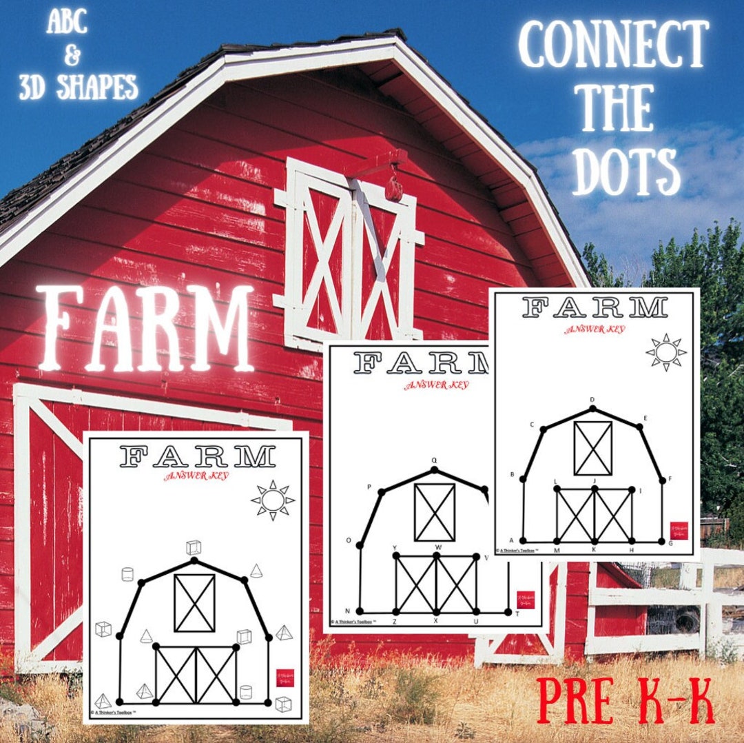 Farm Printable Worksheets Connect the Dots - Etsy