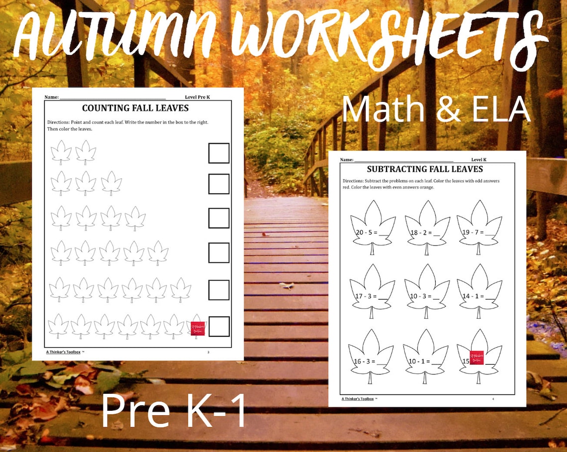 Autumn Math & ELA Worksheets - Etsy