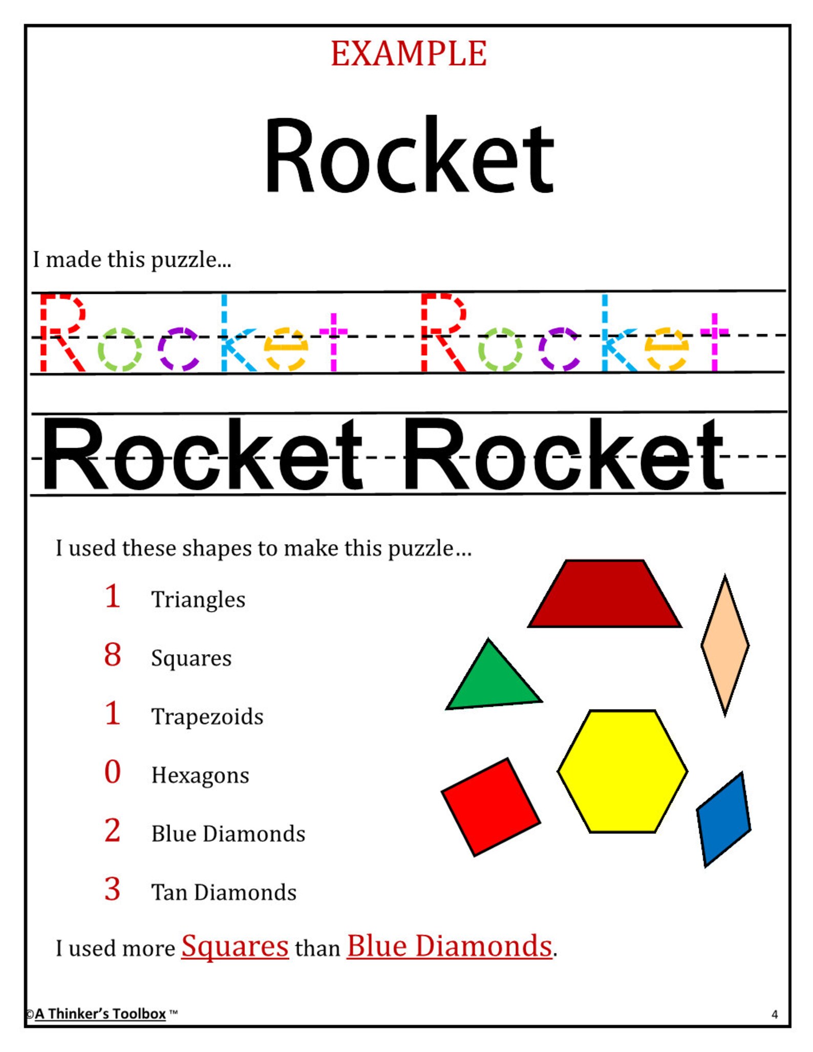 Space Pattern Block Mat Printables & Worksheets - Etsy