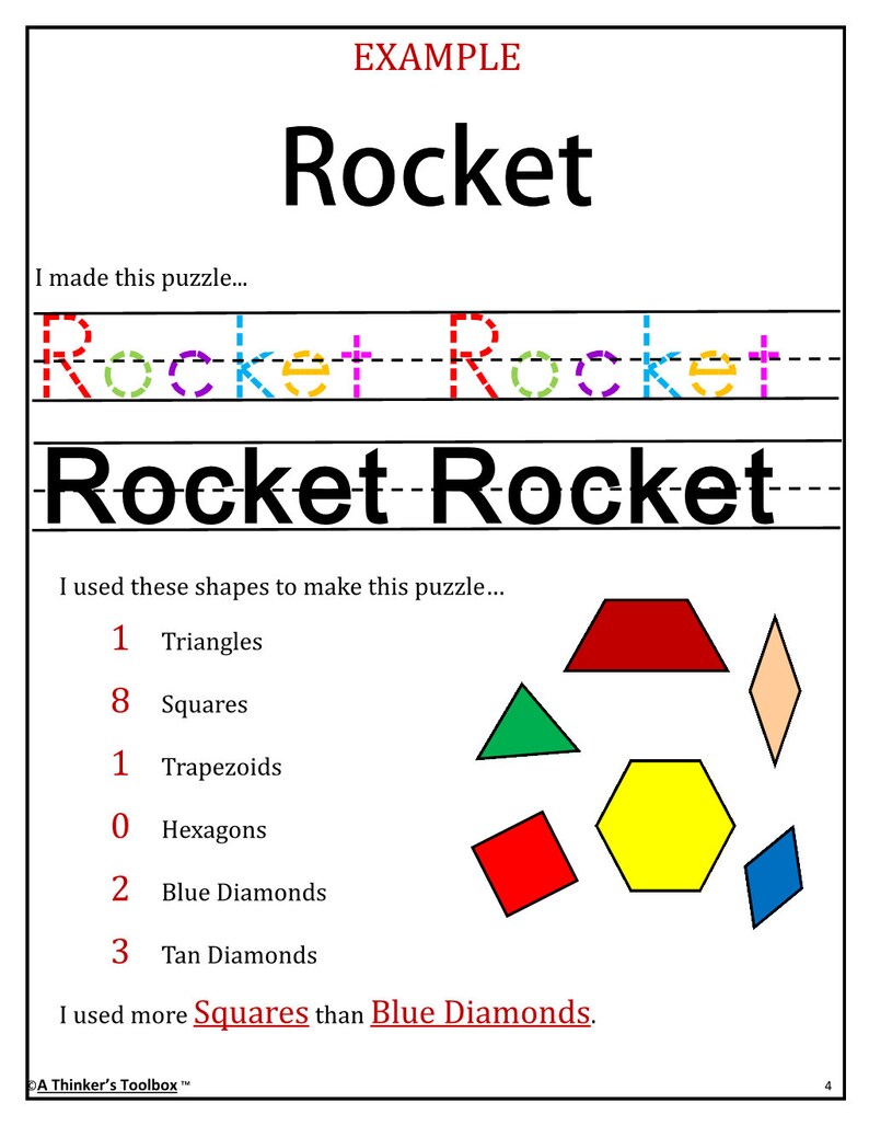 Space Pattern Block Mat Printables & Worksheets - Etsy