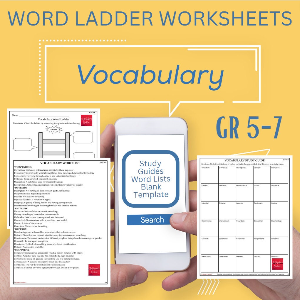 Vocabulary Word Ladders Upper Elementary | No Prep - Etsy