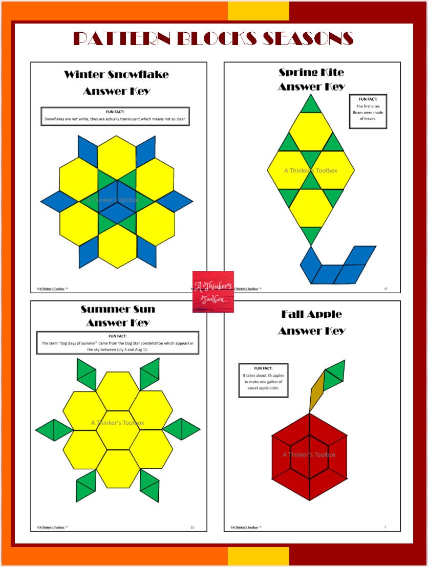 Pattern Blocks Mat Printables & Worksheets BUNDLE - Etsy