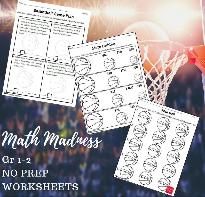 March Madness Basketball Math Worksheets - Etsy