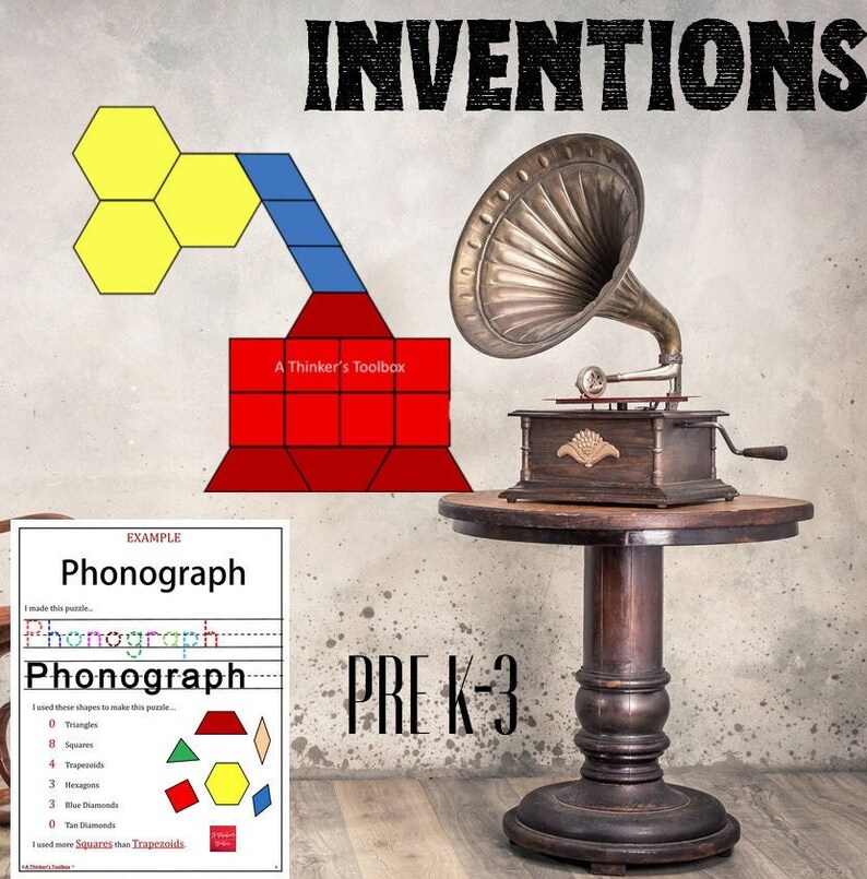 Inventions Pattern Block Mat Printables & Worksheets - Etsy