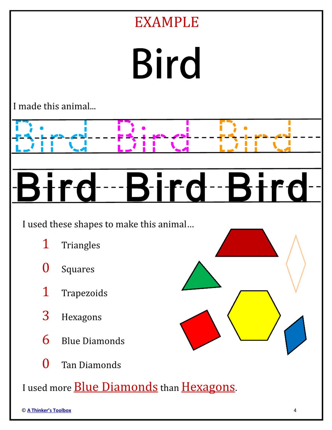 Animals Pattern Block Mat Printables & Worksheets - Etsy