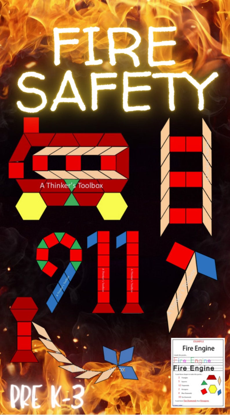 Fire Safety Pattern Block Mat Printables & Worksheets - Etsy