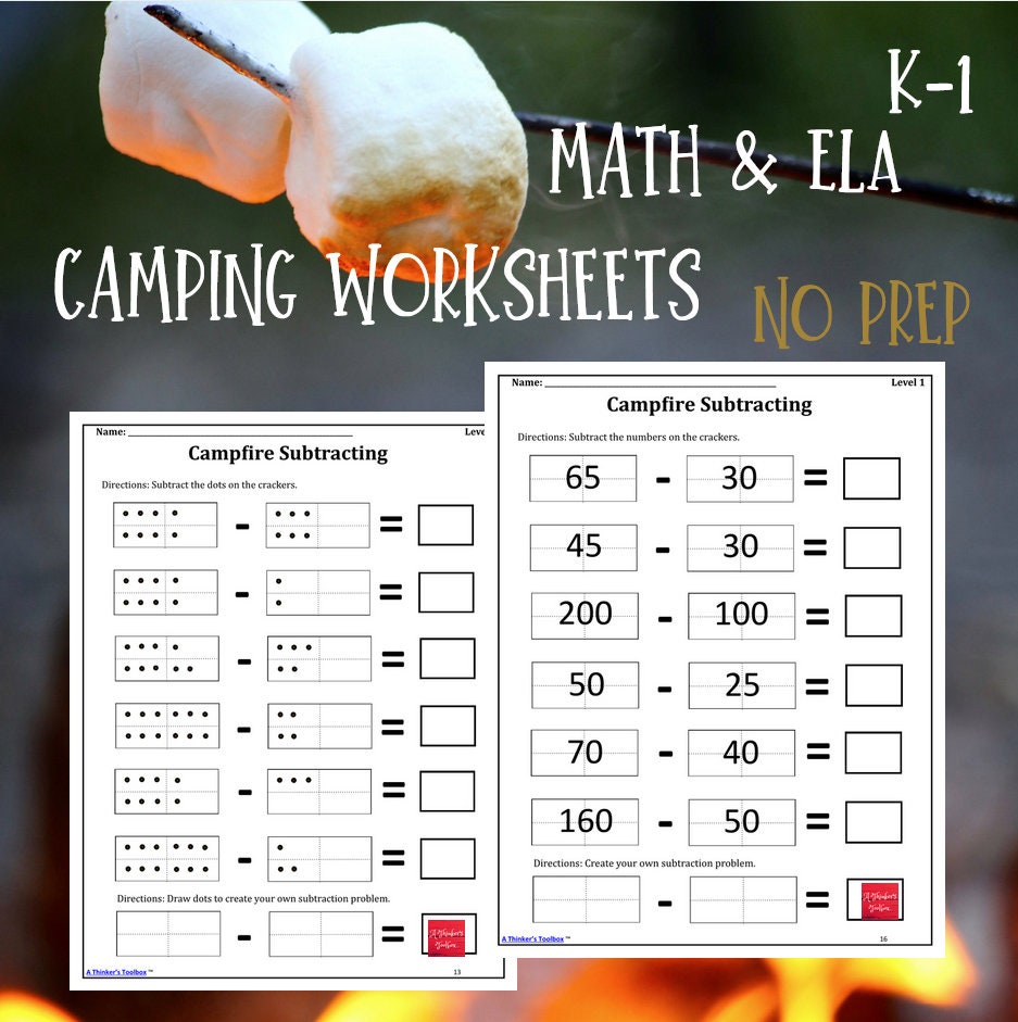 Camping Printable Worksheets | Grades K-1 - Etsy