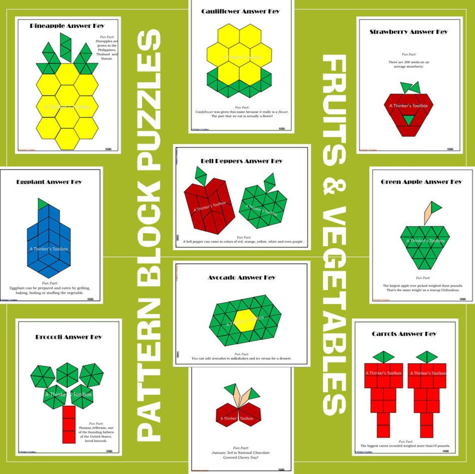 Health Fruits and Vegetables Interdisciplinary Puzzles & Worksheets ...