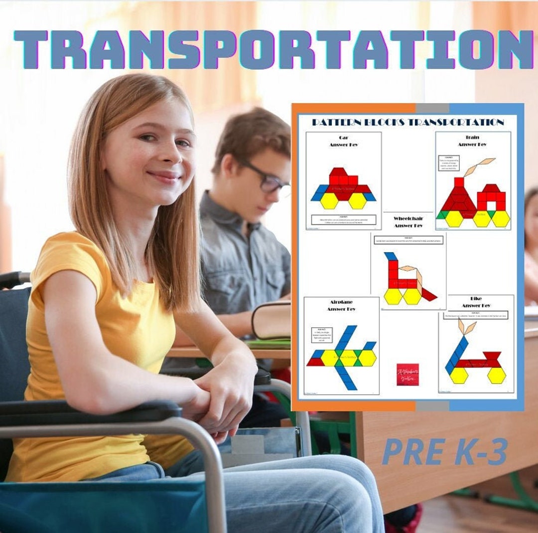Transportation Pattern Block Mat Printables & Worksheets - Etsy